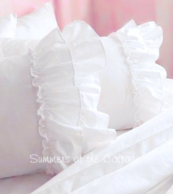 SHABBY WHITE CHIC DOUBLE RUFFLES PILLOW SHAM PILLOWCASE