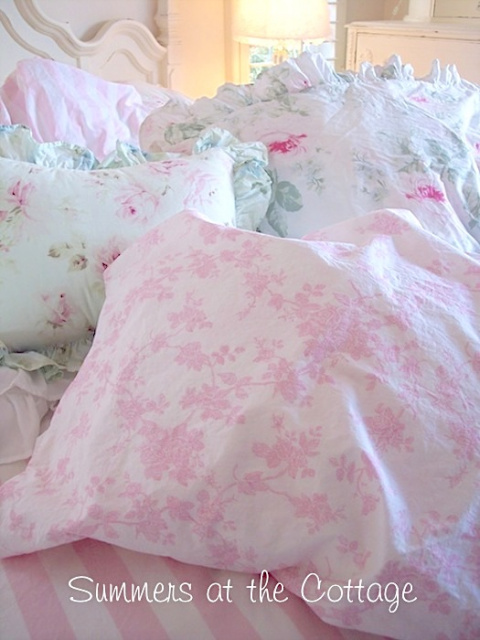 PINK TOILE ROSES ON WHITE SHEET SET SHABBY COTTAGE CHIC TWIN
